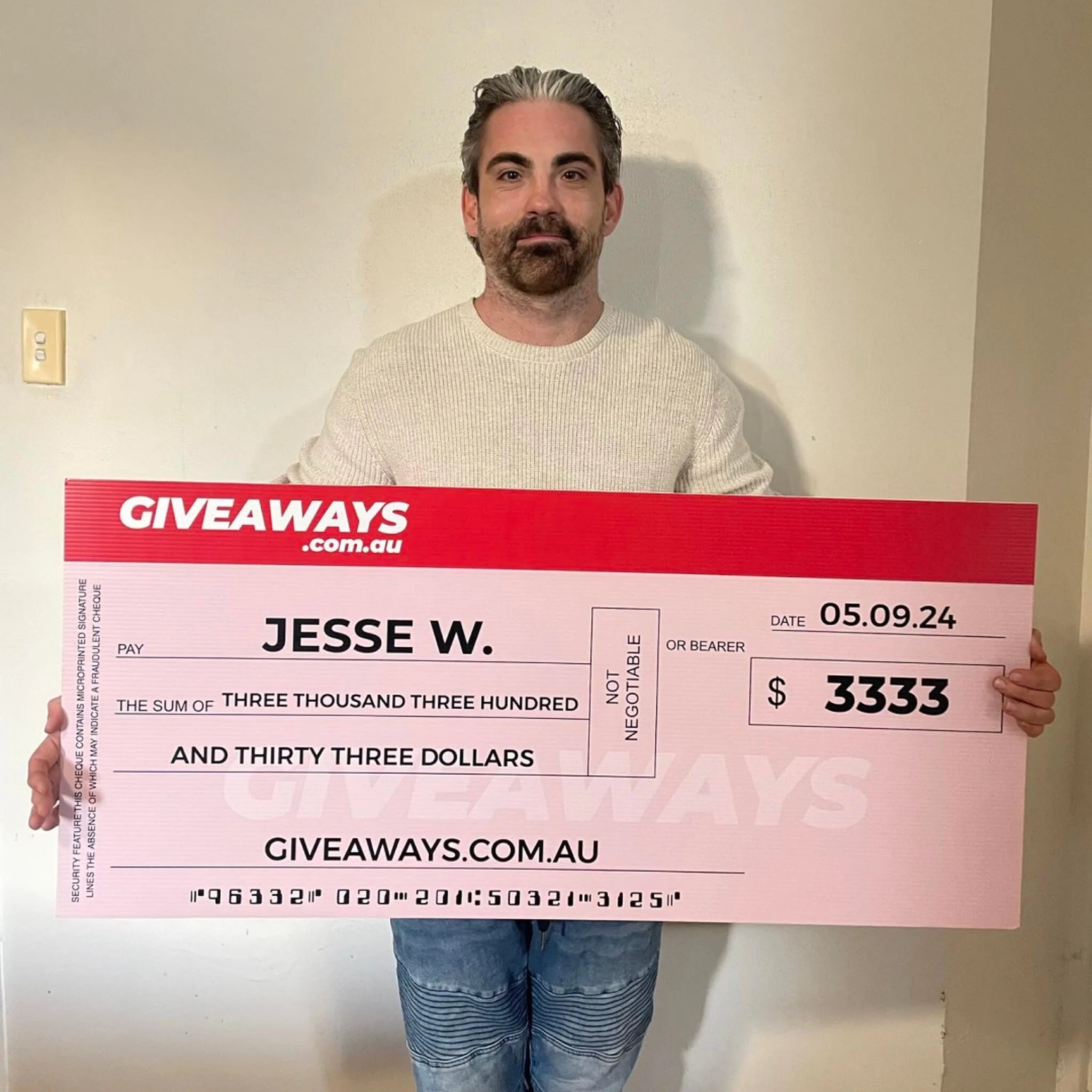 Jesse W. Won $3333 Tax Free Cash | Giveaways.com.au – GIVEAWAYS
