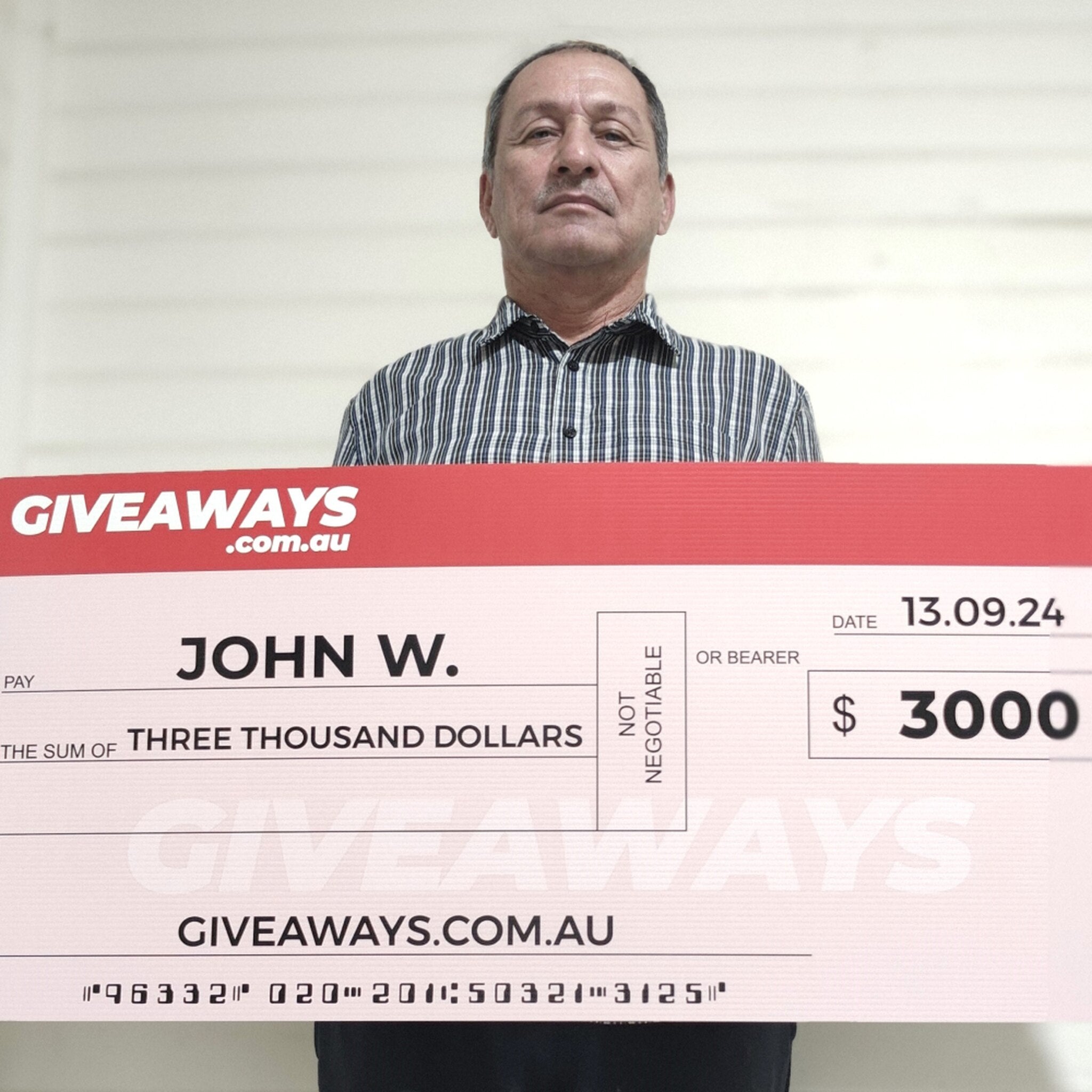 John W Won $3000 Tax Free Cash | Giveaways.com.au – GIVEAWAYS