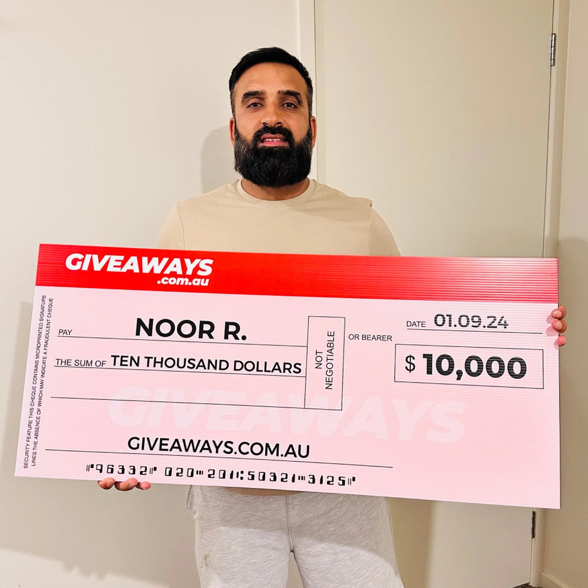 Noor R. Won $10000 Tax Free Cash | Giveaways.com.au – GIVEAWAYS